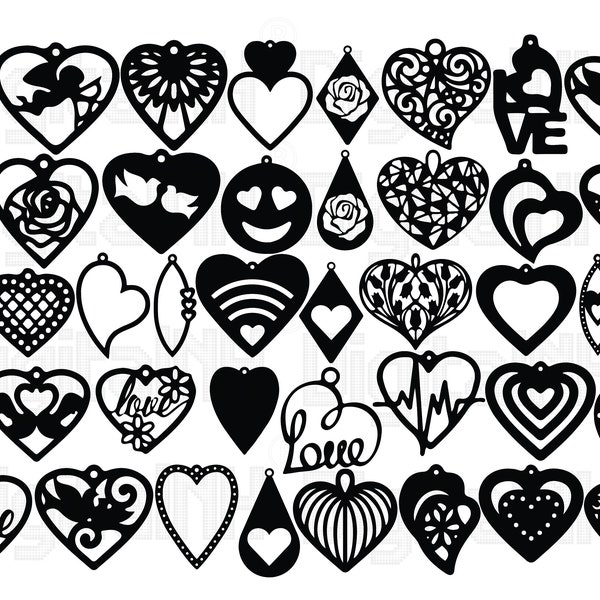 Heart Earrings Svg - Etsy