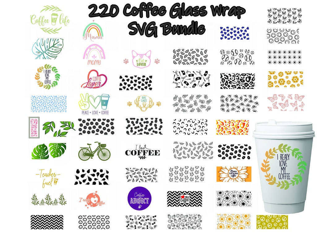 Coffee Glass Wrap SVG Bundle: 220 Designs (digital Download) - Etsy