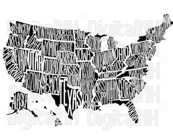 50 USA States SVG Bundle, USA Map Svg, Us States Svg, Usa Map Puzzle ...