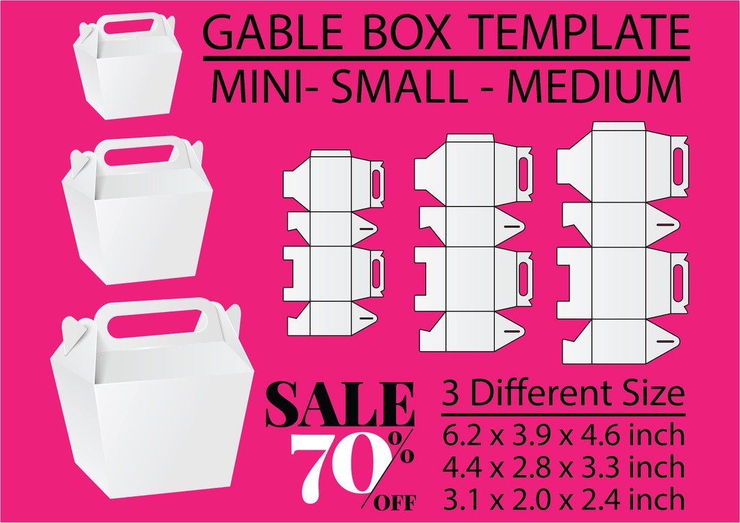 Set of 3 Gable Box Templates in SVG Format for DIY Packaging, Gable Box ...