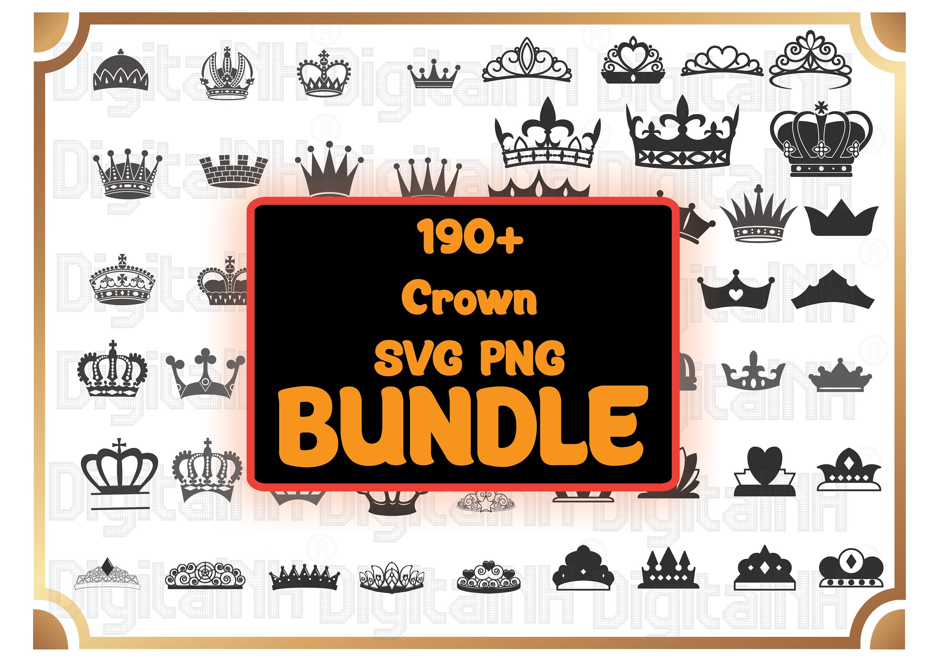 Plus de 190 couronnes SVG PNG Bundle, SVG royal, couronne svg, svg ...