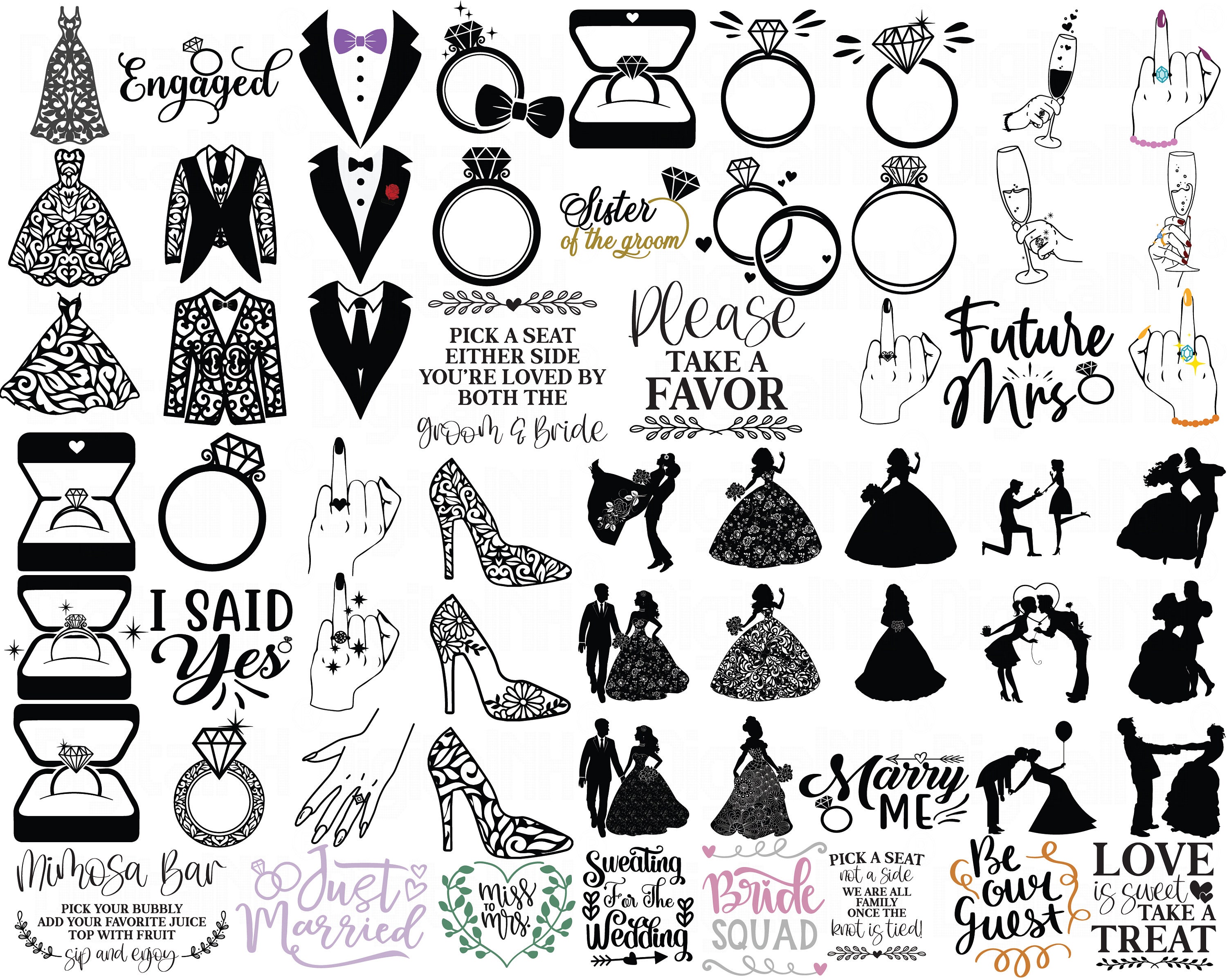 900 Wedding SVG Mega Bundle Wedding SVG Ring SVG Bride - Etsy UK