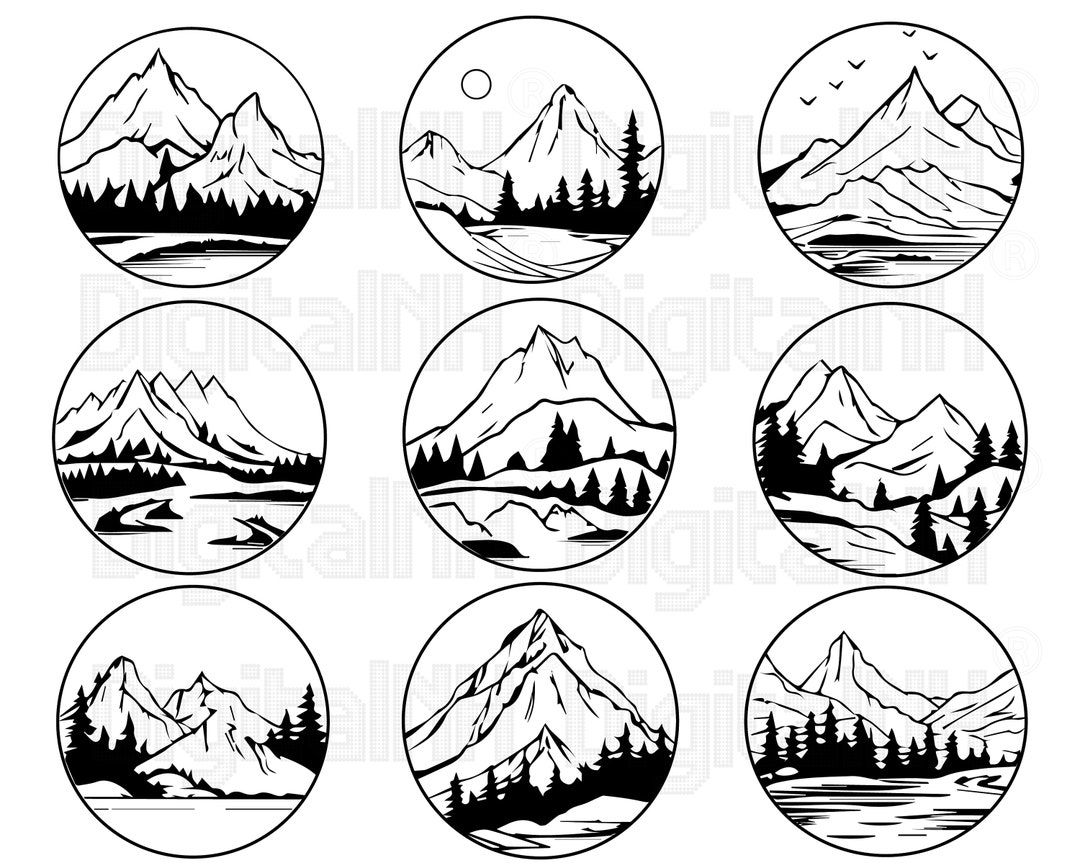 Mountain Landscape SVG PNG Bundle: Forest Clipart (digital File) - Etsy