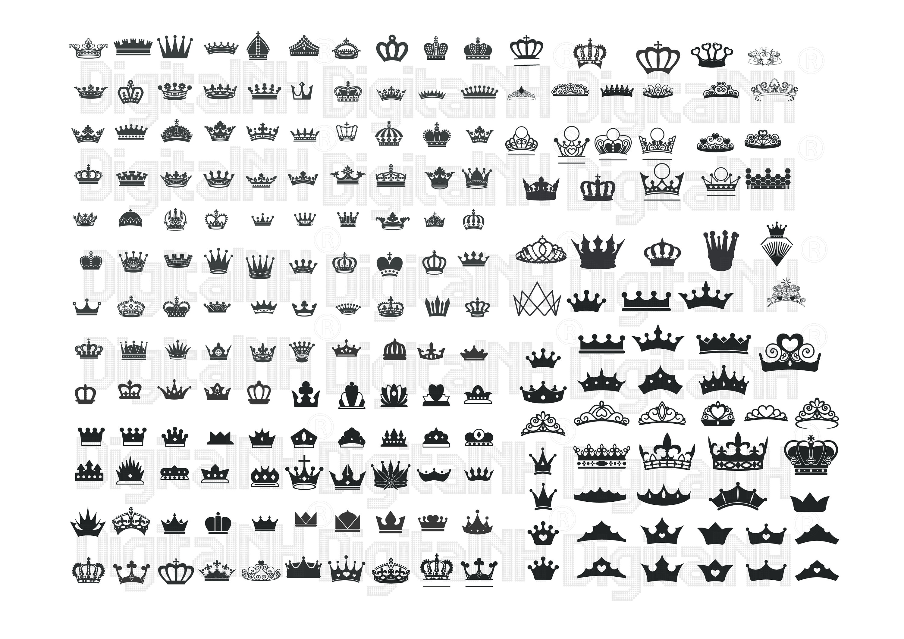 Plus de 190 couronnes SVG PNG Bundle, SVG royal, couronne svg, svg ...