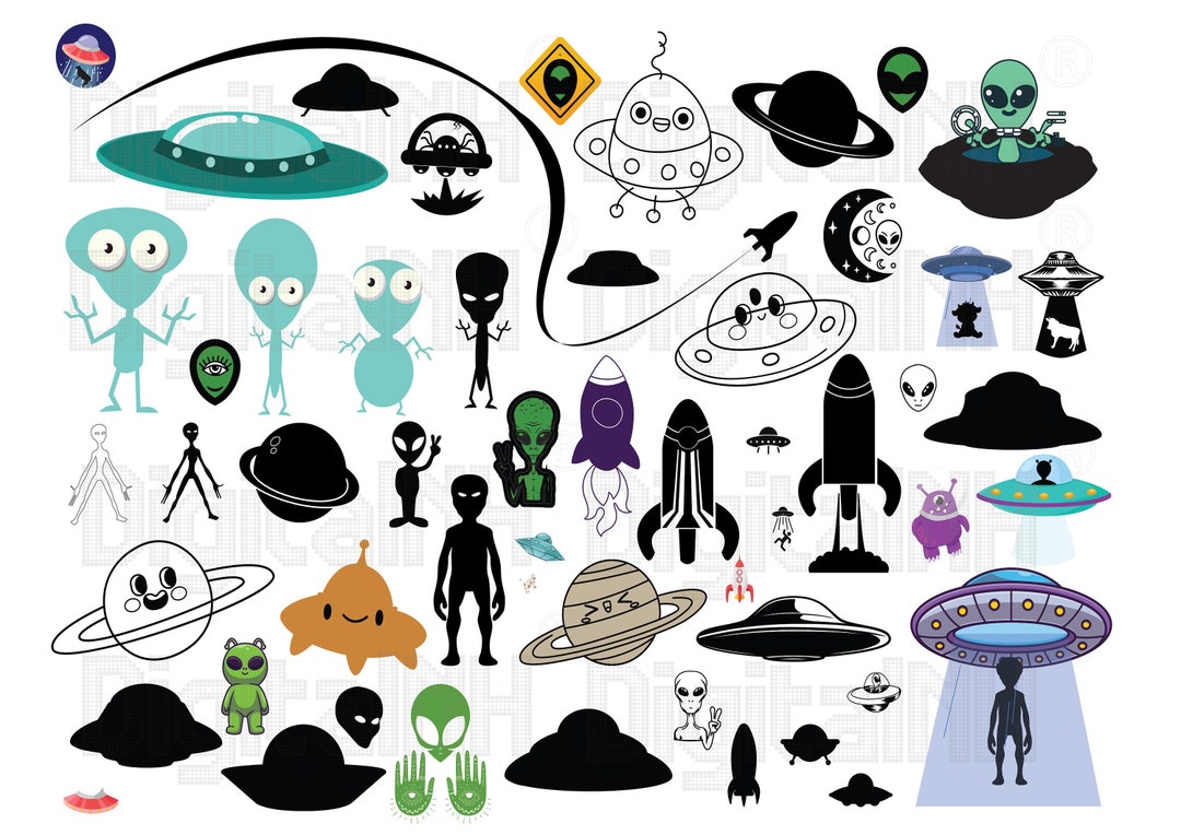 55 Alien SVG Bundle, UFO SVG, Extraterrestrial Svg, Sci-fi Svg, Digital ...