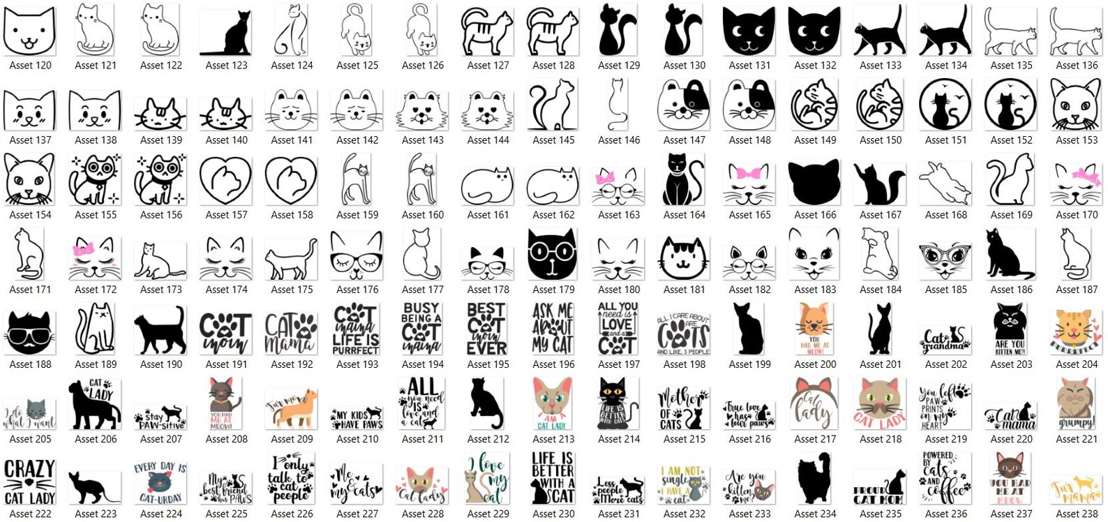232 CAT SVG Bundle Cat Quotes SVG Bundle Cat Silhouettes - Etsy