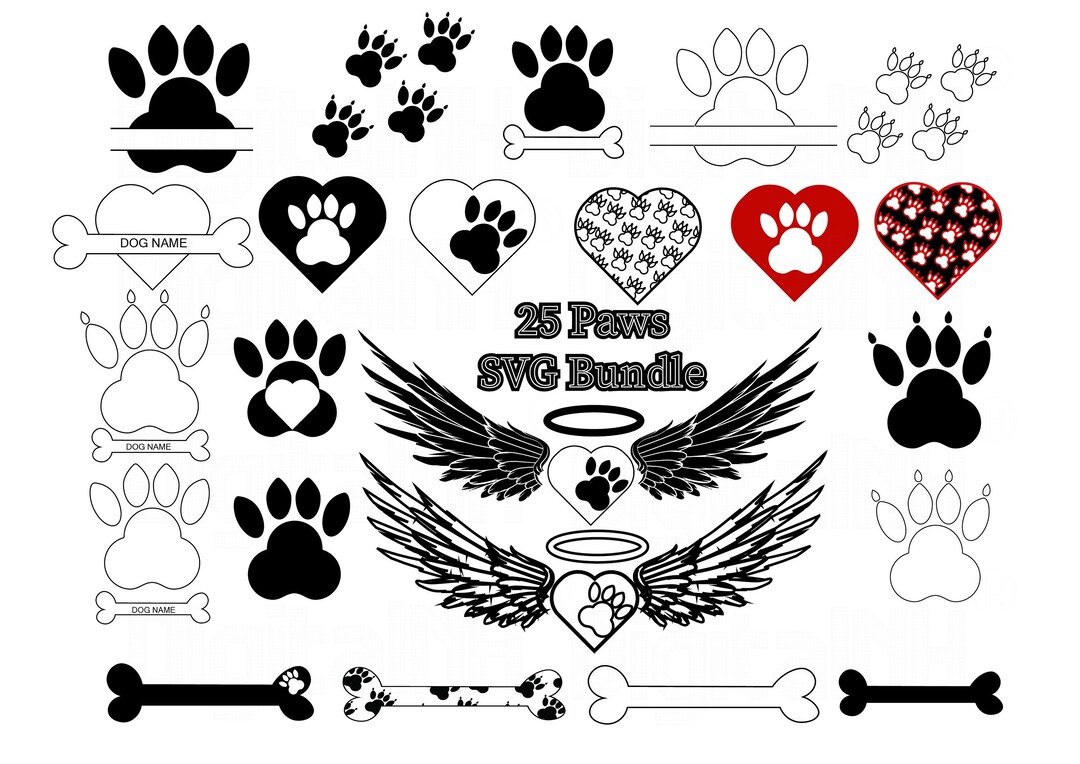 25 PAW SVG Bundle, Dog Paws Svg, Dog Mom Svg, Dog Dad Svg, Cat Paw Svg ...