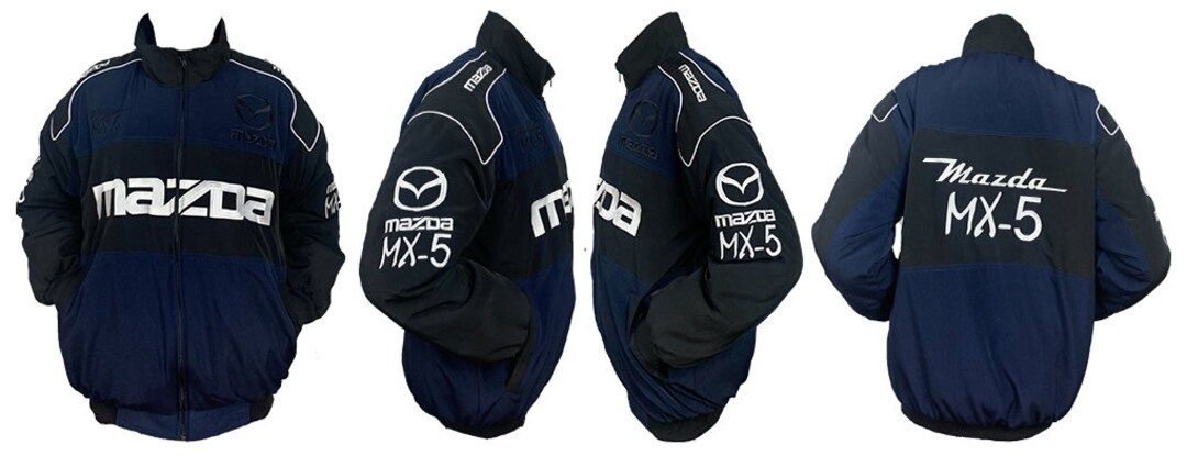 Racing Jacket Mazda MX-5 Black Dark Blue NASCAR Jacket Vintage Jacket ...