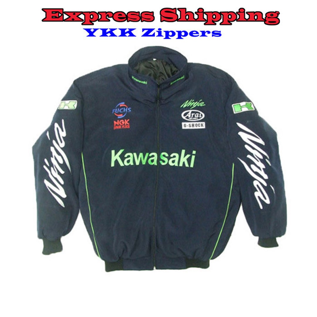 Kawasaki Ninja Motorcycle Jacket Dark Blue NASCAR Jacket - Etsy