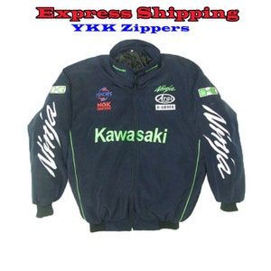 Kawasaki Ninja Motorcycle Jacket Dark Blue NASCAR Jacket - Etsy