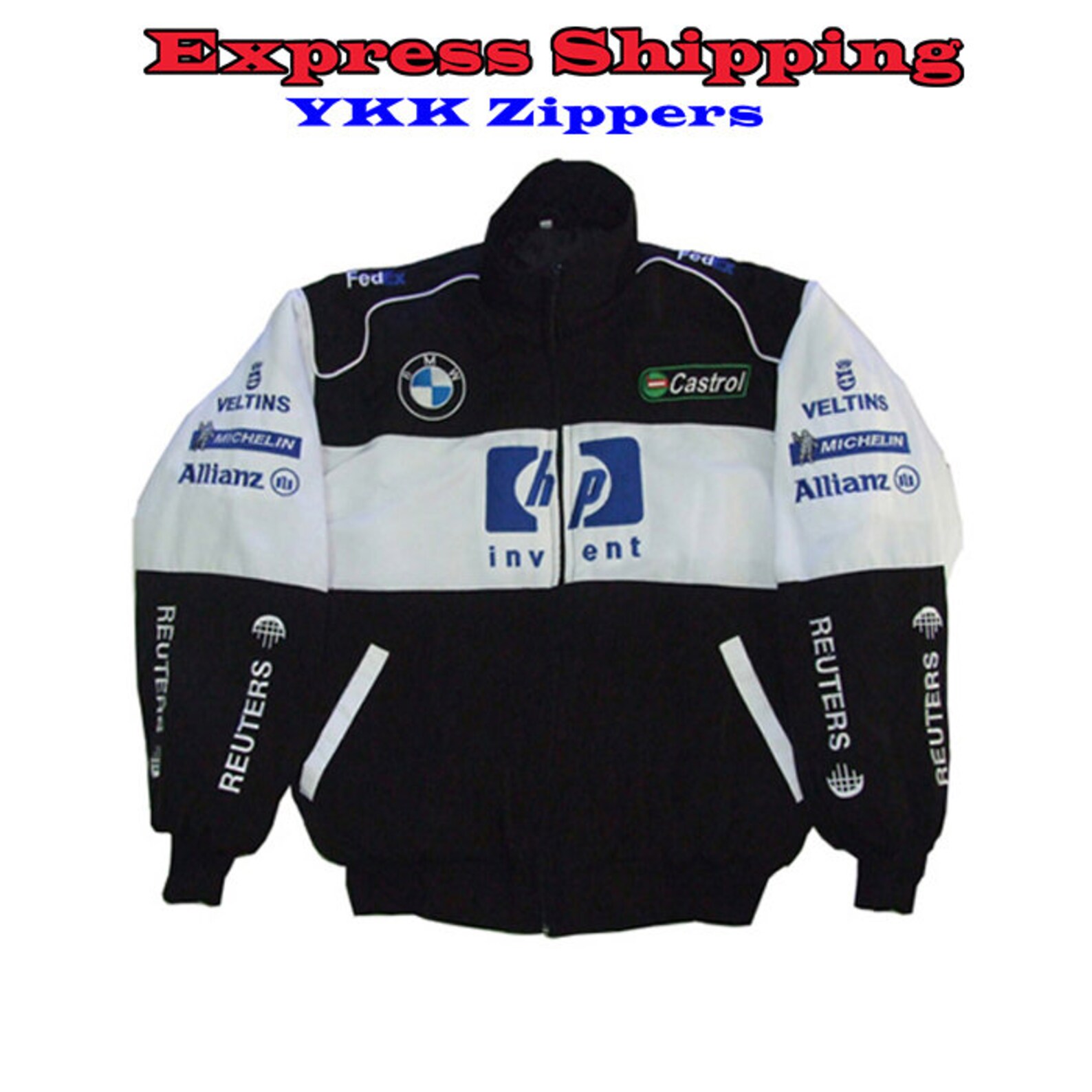 BMW HP Invent Castrol Black & White Jacket NASCAR Jacket Vintage Jacket ...