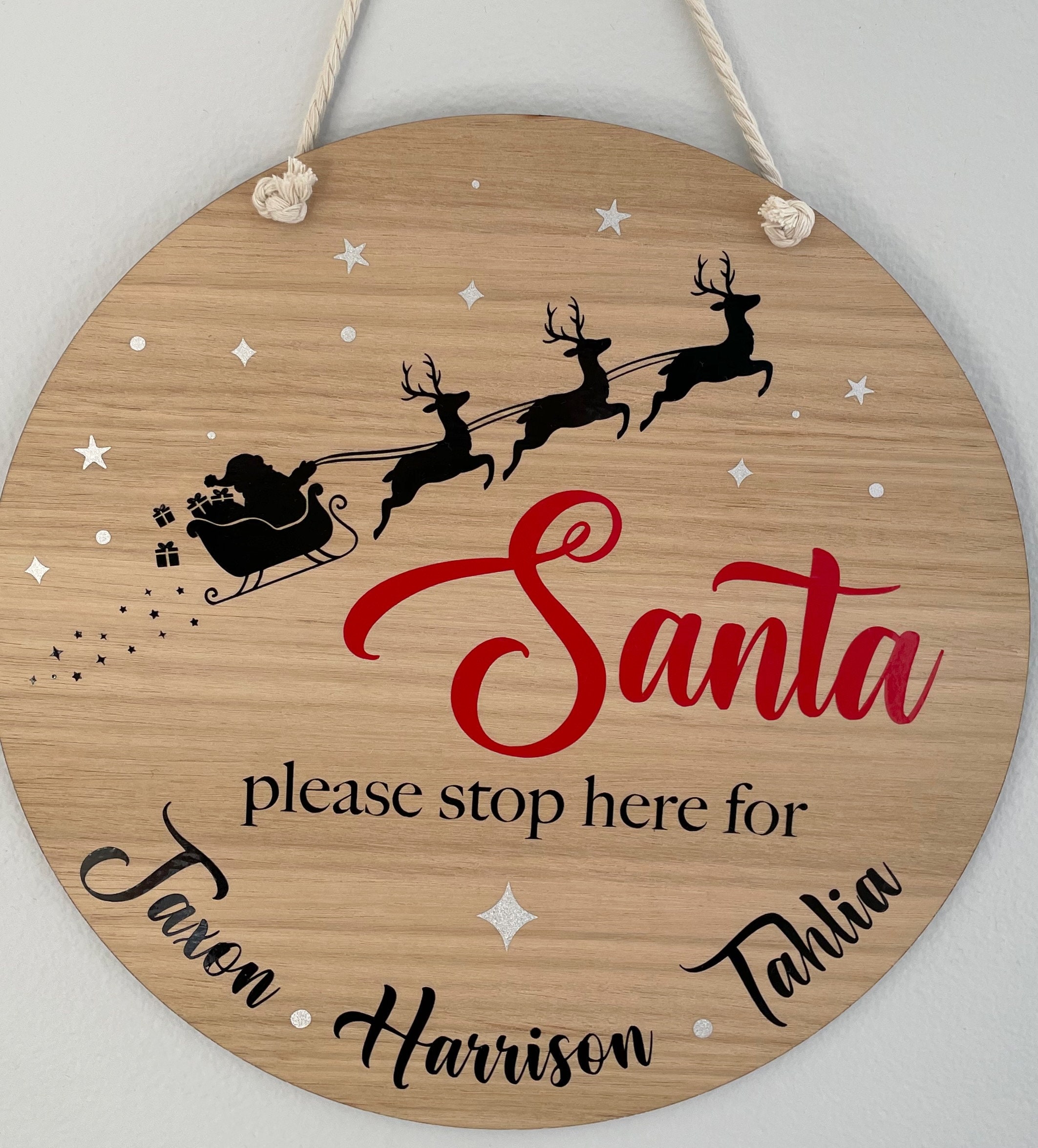 Personalised Santa Stop Here Sign | Christmas Decor | Personalised ...