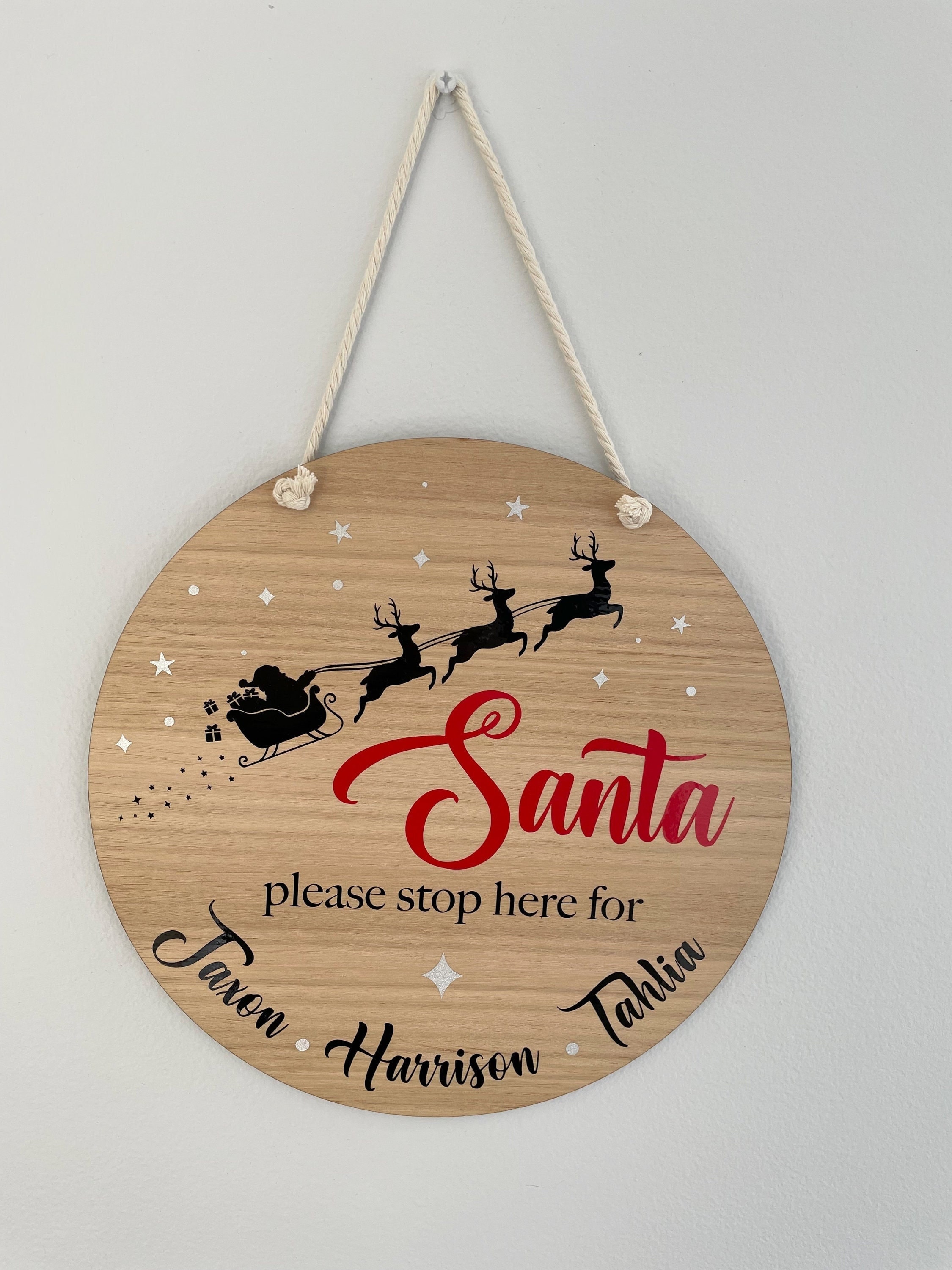 Personalised Santa Stop Here Sign | Christmas Decor | Personalised ...
