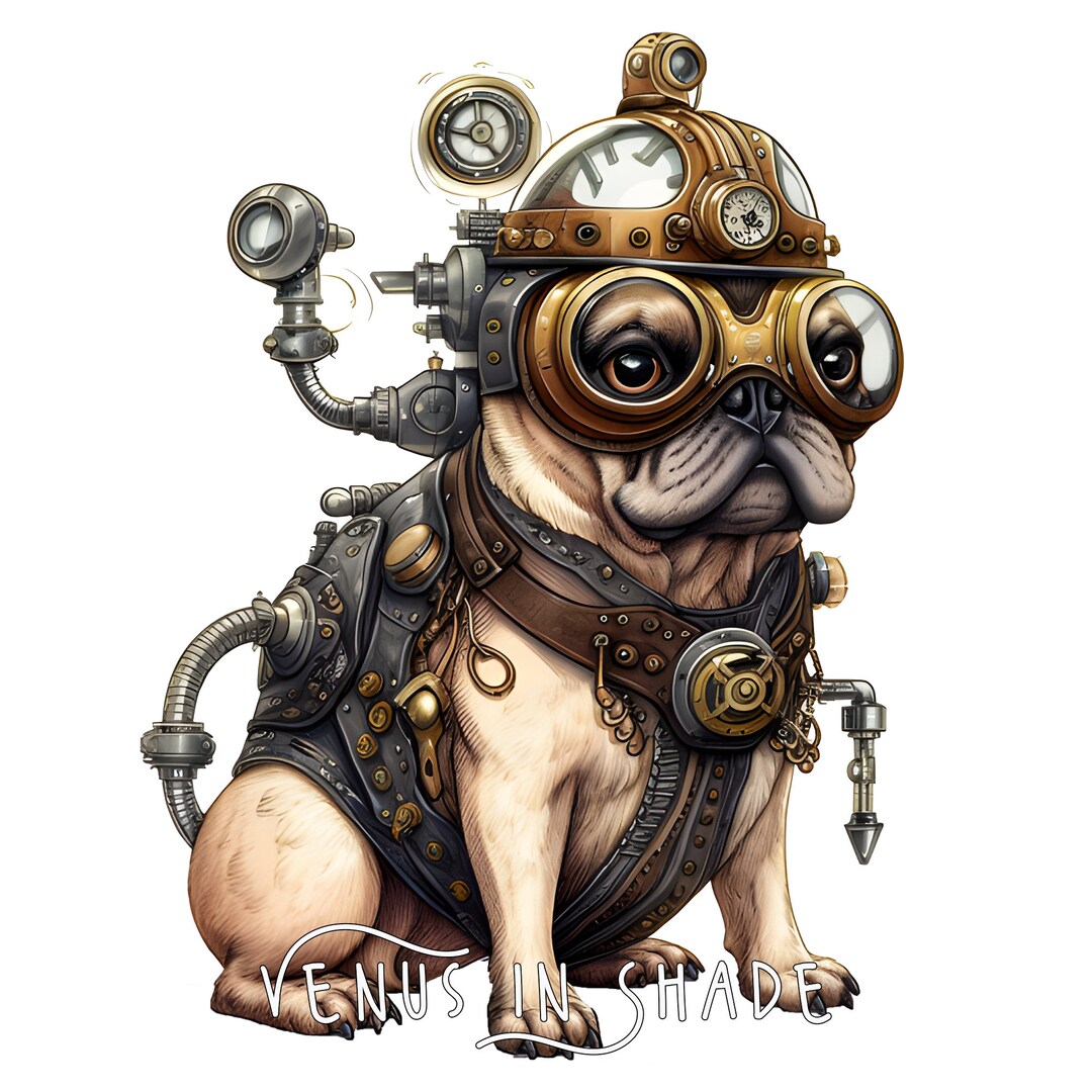 Steampug Steampunk Pug Mechanical Dog Animals Metal Creatures Storybook ...
