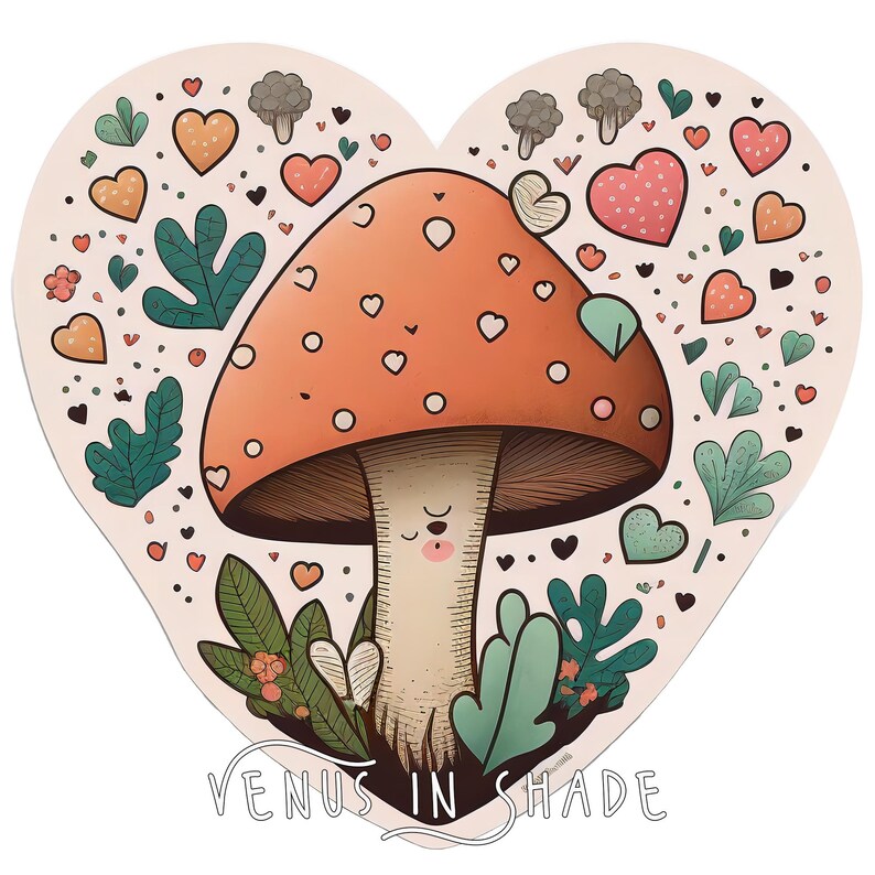 Mushroom Hearts Valentine's Day Mushrooms Fungus - Etsy