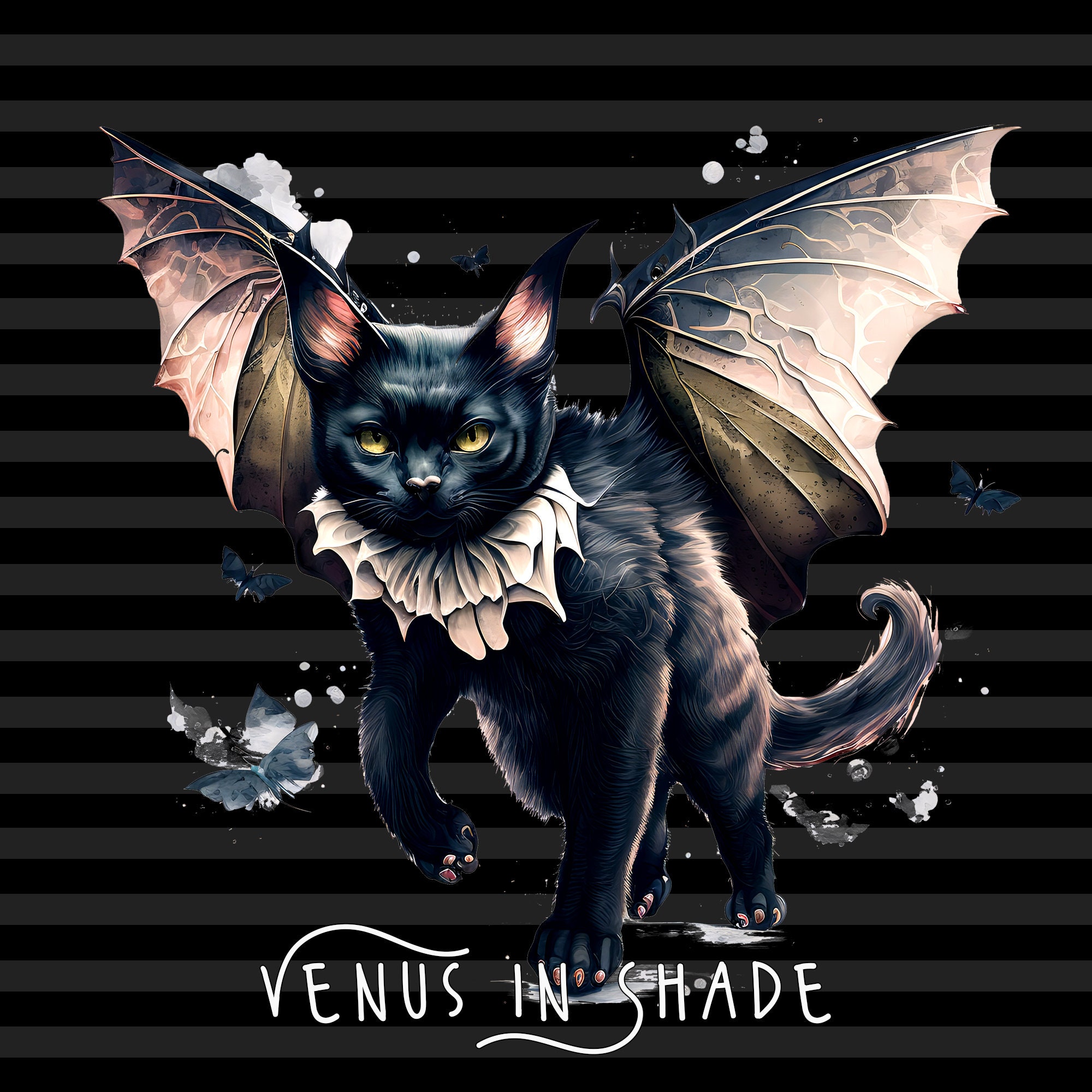 Odd Creature Winged Black Cat Bat Cat Flying Kitten Pet Animal Woodland ...