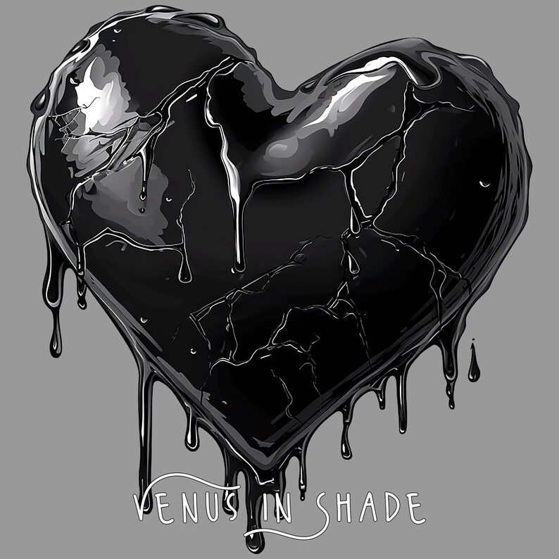 Darkened Heart Valentine's Day Heart Black and White Broken Heart Dark ...