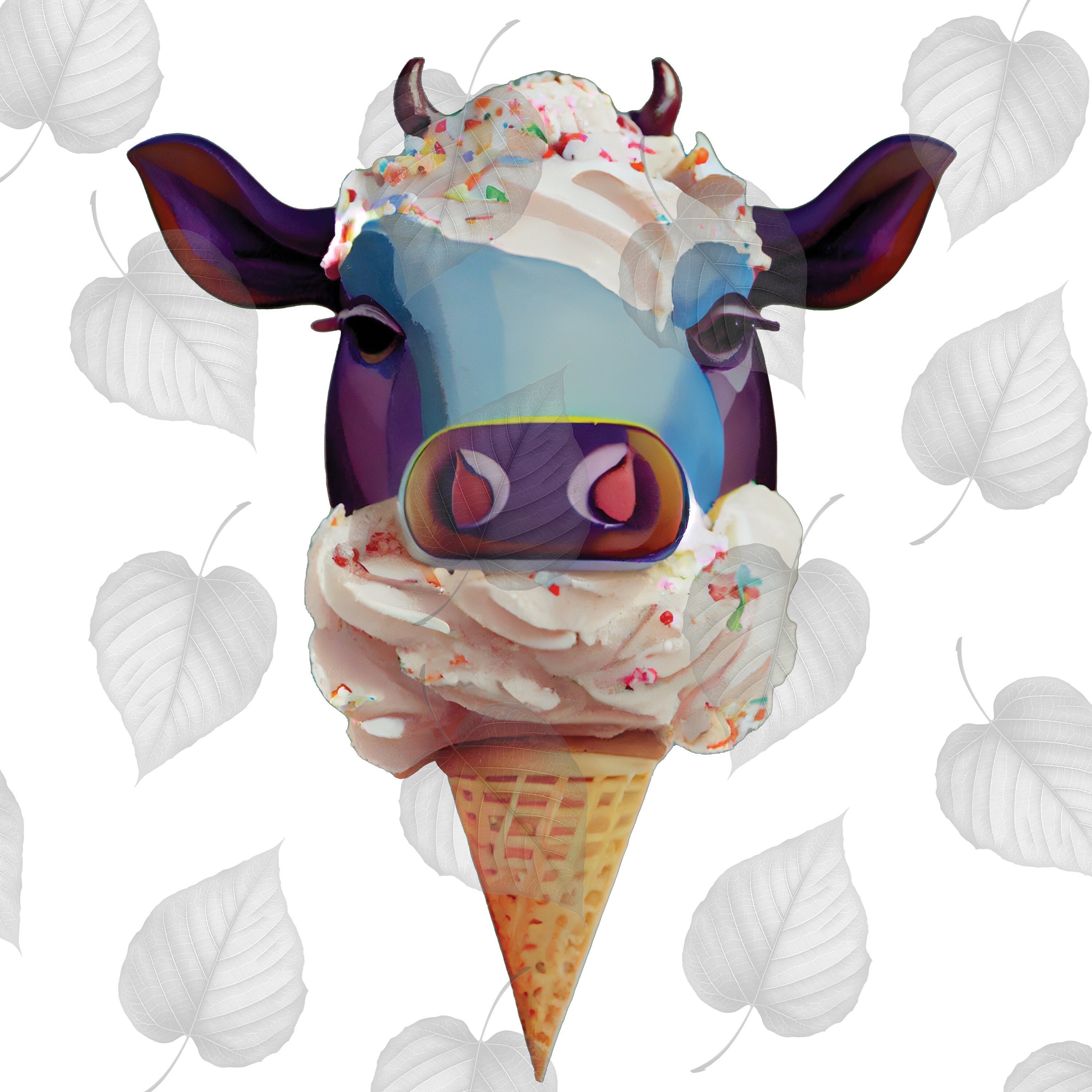 Ice Cream Cow Sweet Treat Sticker Farm Animal Candy Dessert Milk Cow ...