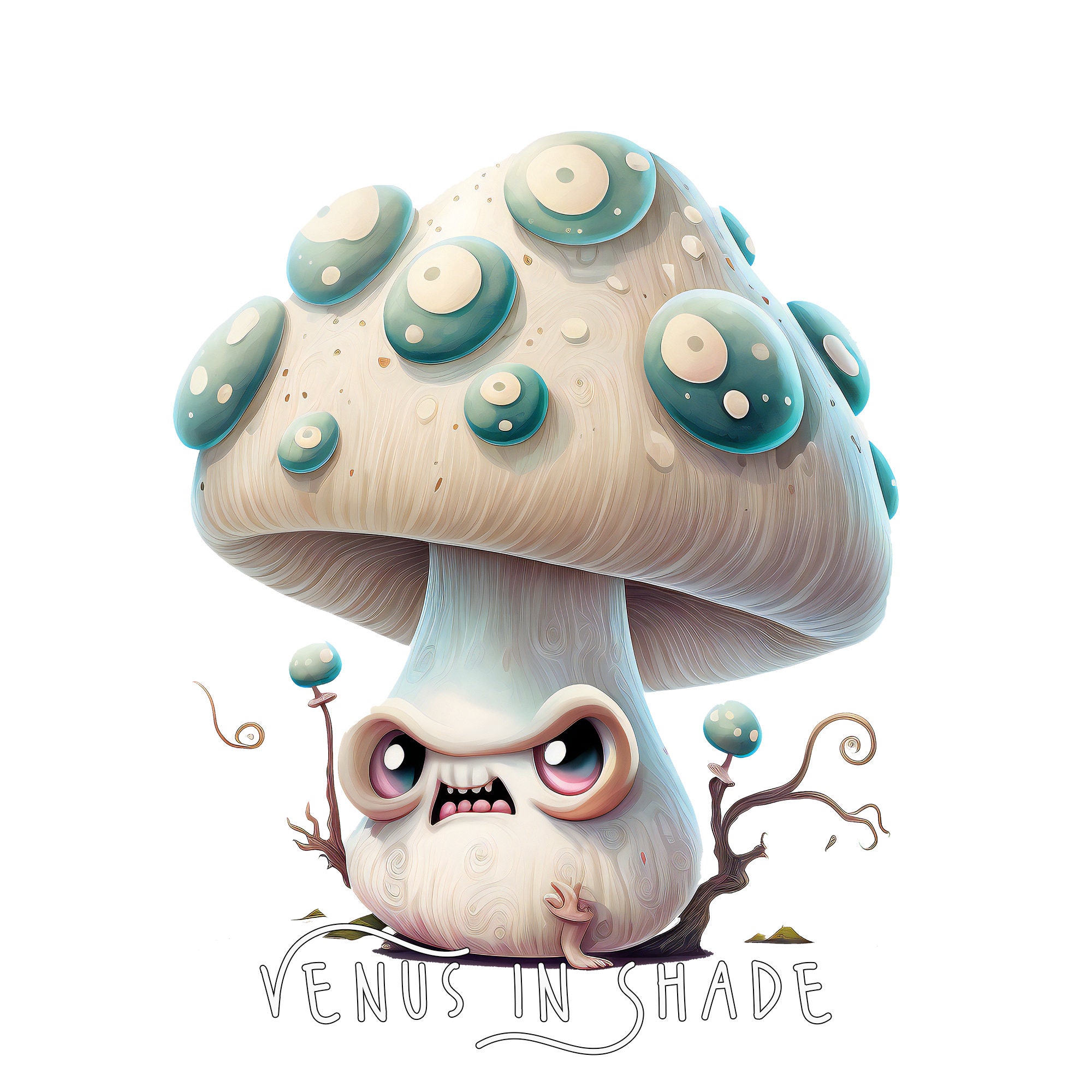 Angry Mushroom Creature Adorable Fairy Mushroom Fungus Mycology Fantasy ...