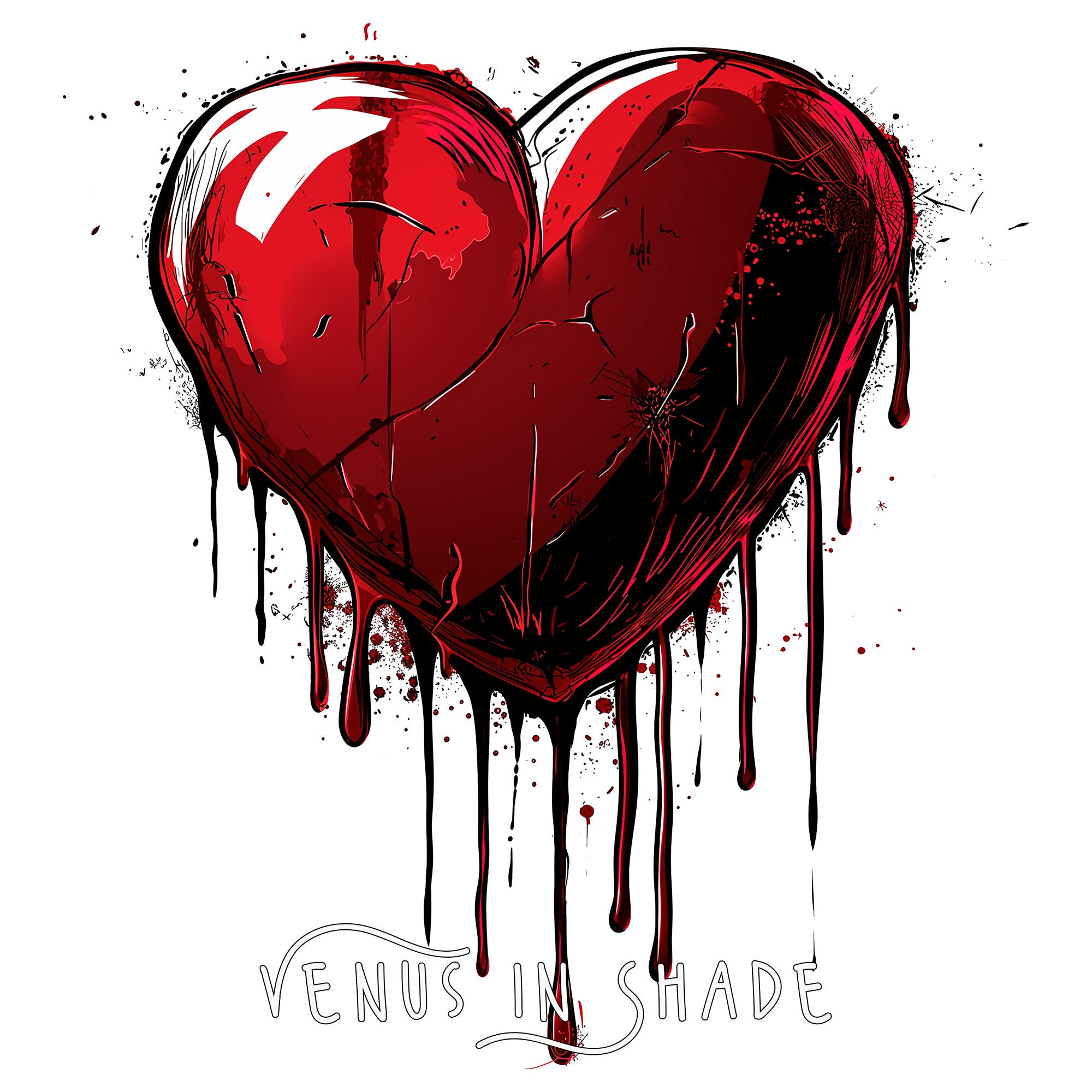 Melting Heart Valentine's Day Heart Red Dripping Broken Heart Dark ...