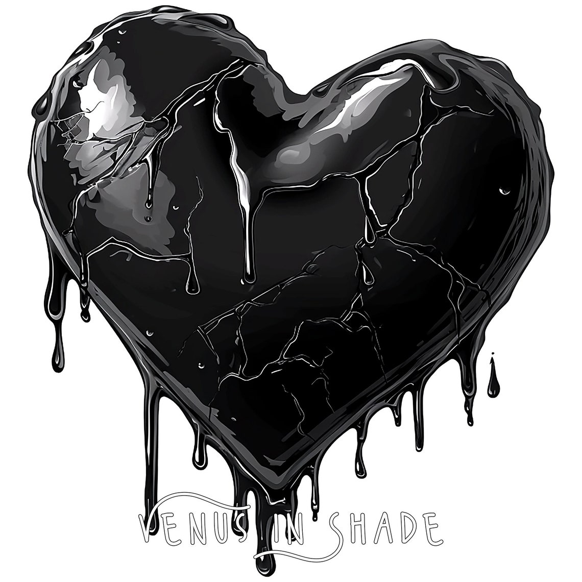 Darkened Heart Valentine's Day Heart Black and White Broken Heart Dark ...