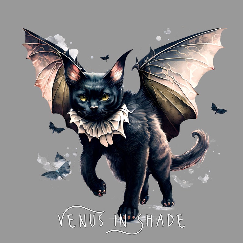 Odd Creature Winged Black Cat Bat Cat Flying Kitten Pet Animal Woodland ...