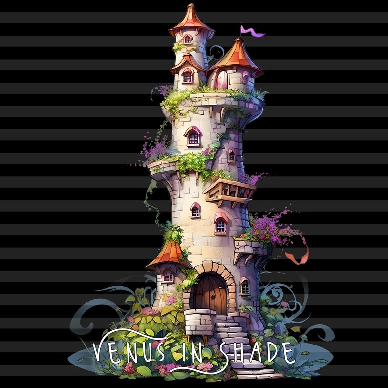 Rapunzel's Tower adorable Fairytale Mother Goose Illustration Nursery ...