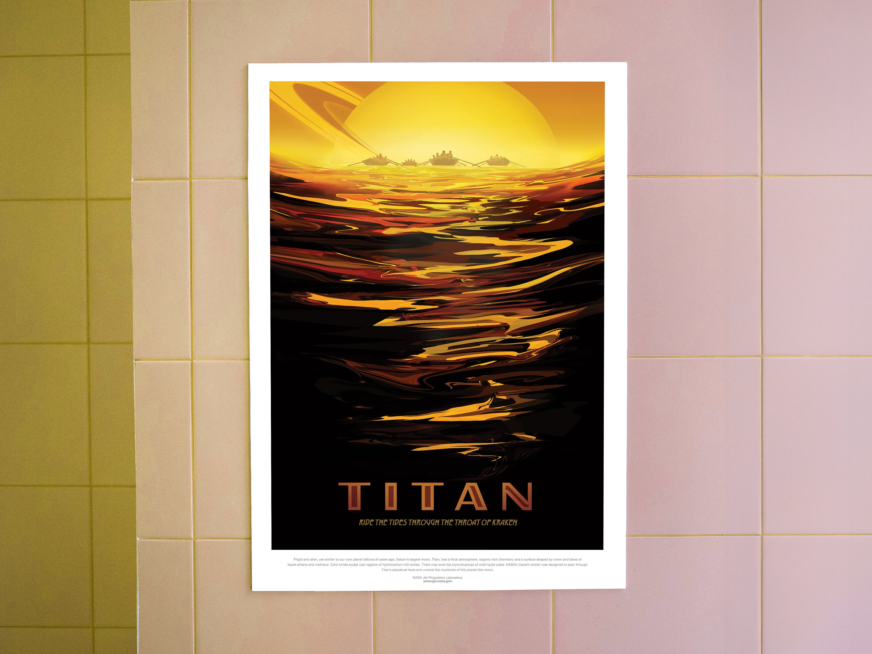 Saturn's Largest Moon Titan, Space Poster by NASA, Museum Grade ...
