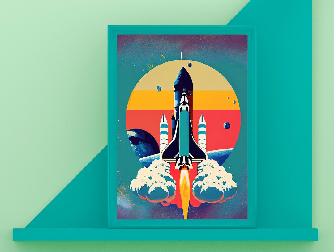 Apollo 11 Retro Poster by UK Artist, Original Space Wall Art, Unframed ...