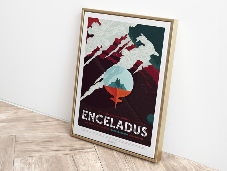 Saturnian Moon Enceladus, Space Wall Art by NASA, Museum Grade ...