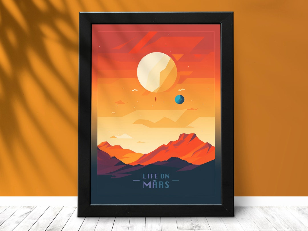 Life on Mars Retro Poster, Original Minimal Space Wall Art, Made in UK ...