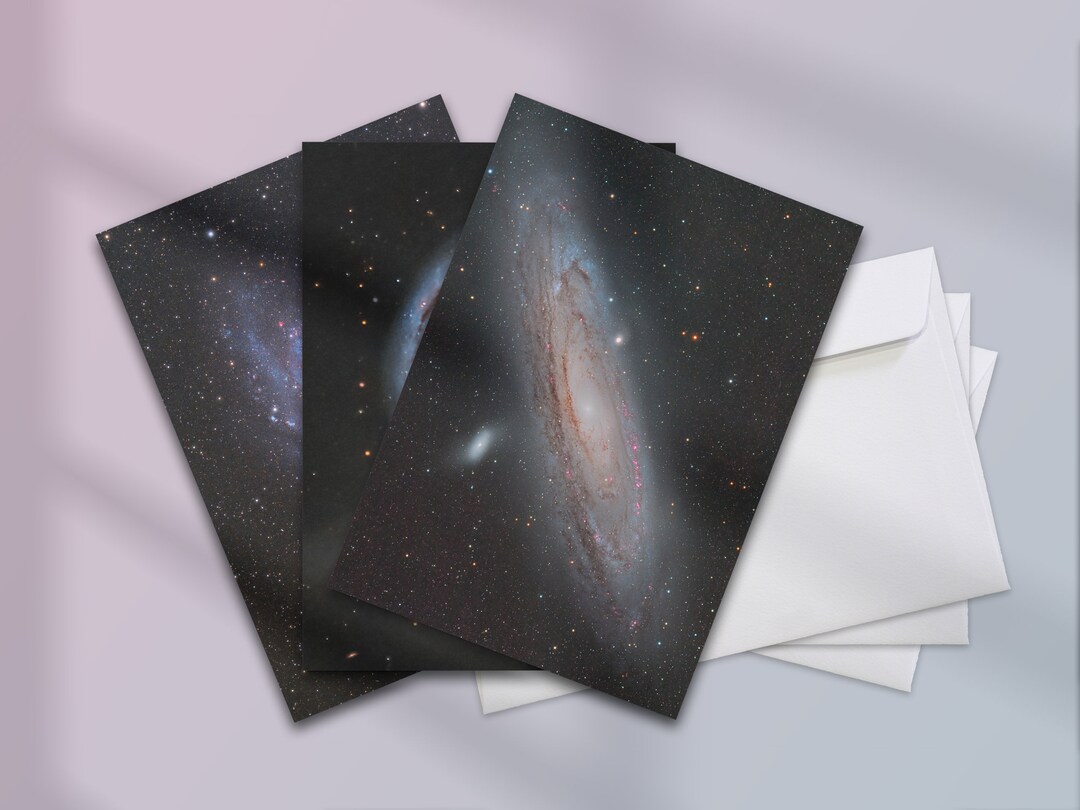 3 Galaxy Space Postcards With Envelops, Astronomy Themed Greeting Cards ...