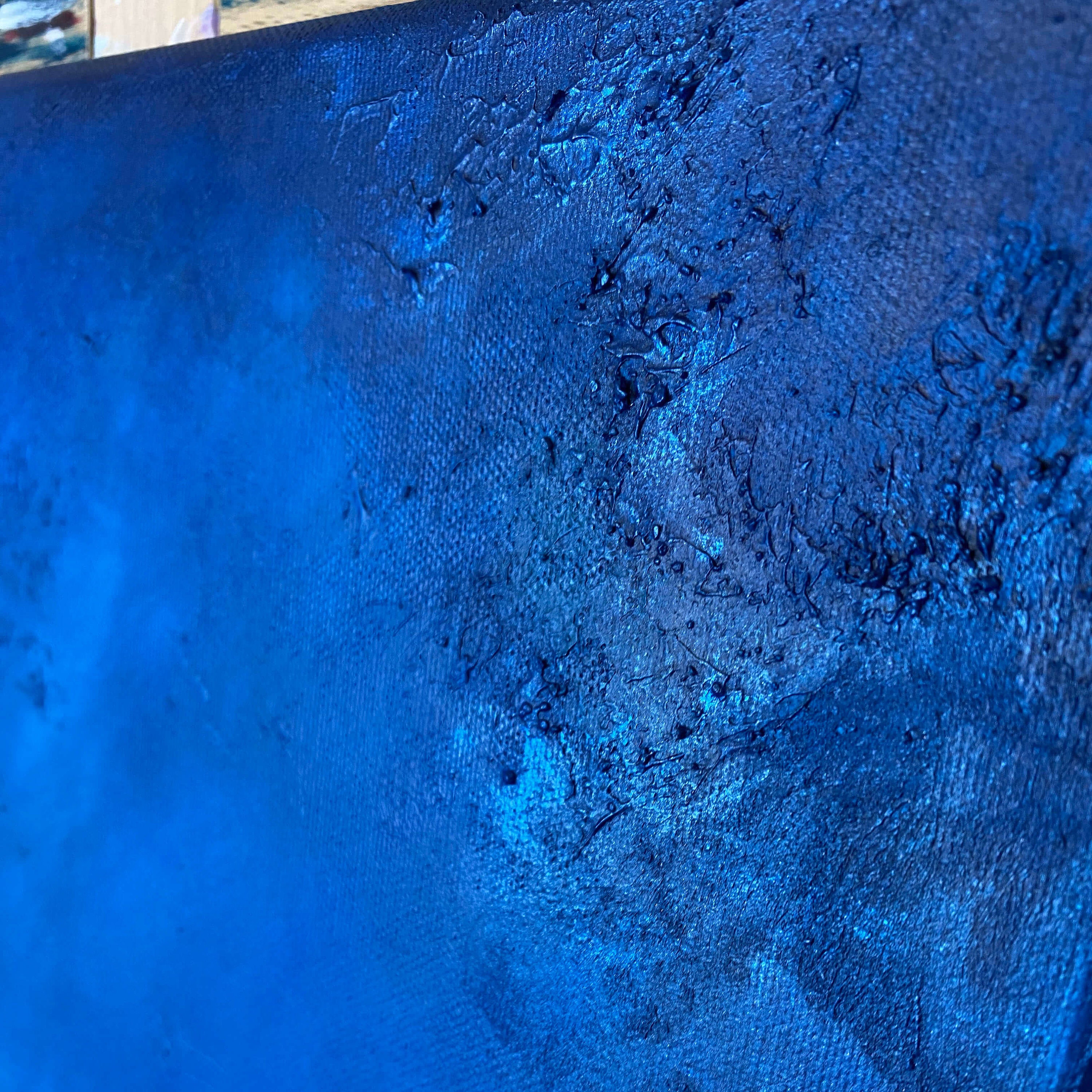 Navy Blue & Turquoise Modern Abstract Seascape Painting Wall Art ...