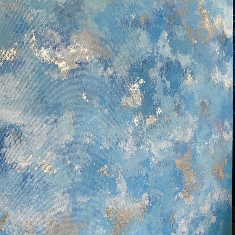Baby Blue Abstract Painting | Clouds Wall Art | Handpainted Original ...