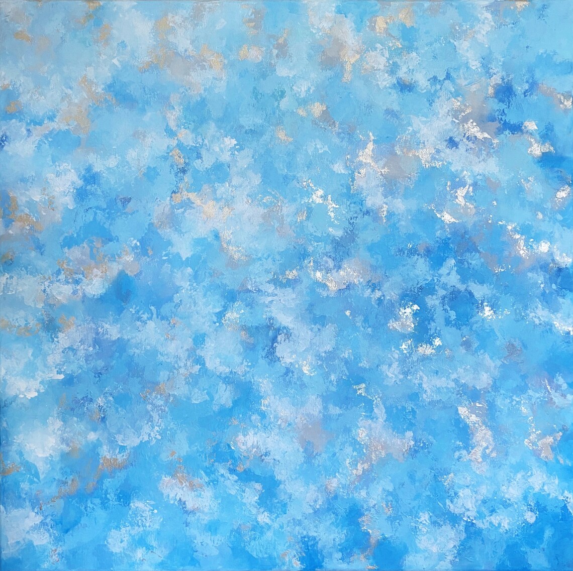 Baby Blue Abstract Painting Clouds Wall Art Handpainted Original Art on ...