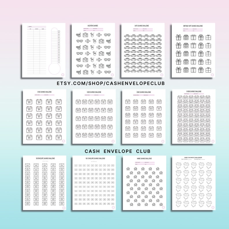 Savings Challenge Printable Savings Challenge Bundle A6 Sized Mini ...