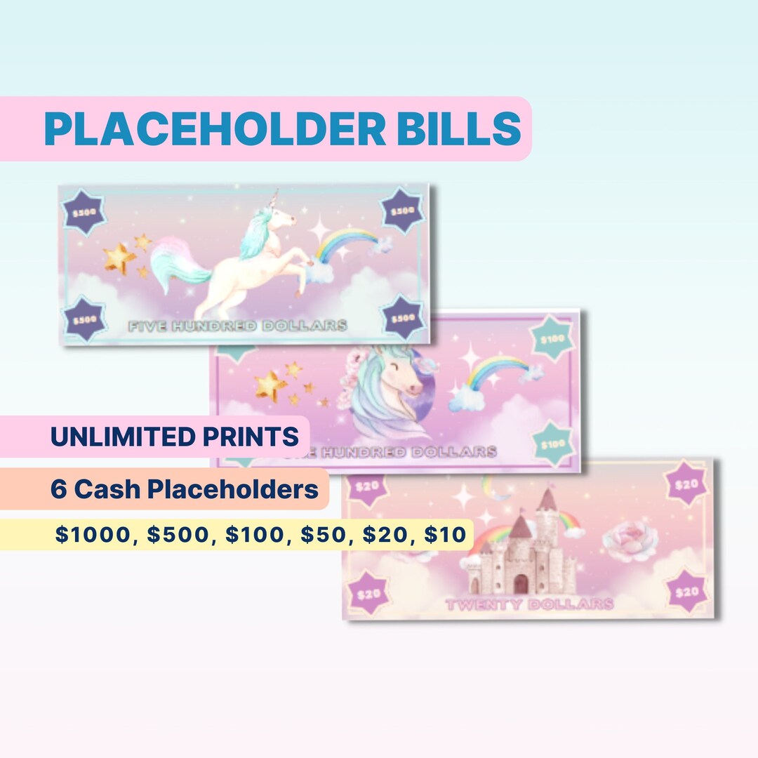 Bill Placeholder Slips Cash Stuffing Placeholders Bill Exchange Prop ...