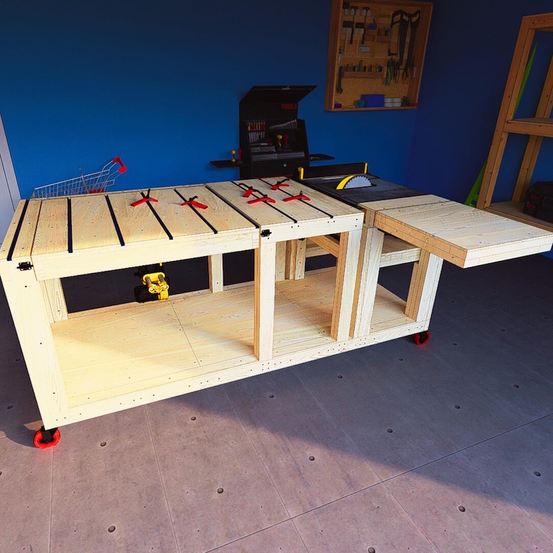 Workbench 3D Pdf and Assembly Instructions Download, DIY Workbench Plan in Metric , Garage ...