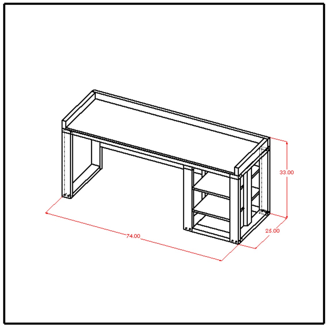 DIY Wooden Desk Plan, Furniture Plan, Diy Shelf Plan, Home Office Desk ...