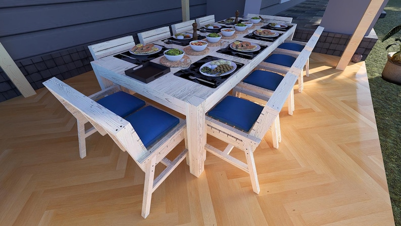 DIY Outdoor Large Dining Table and Chair Set Plan,large Table Plan, DIY Patio Chair Plans ...