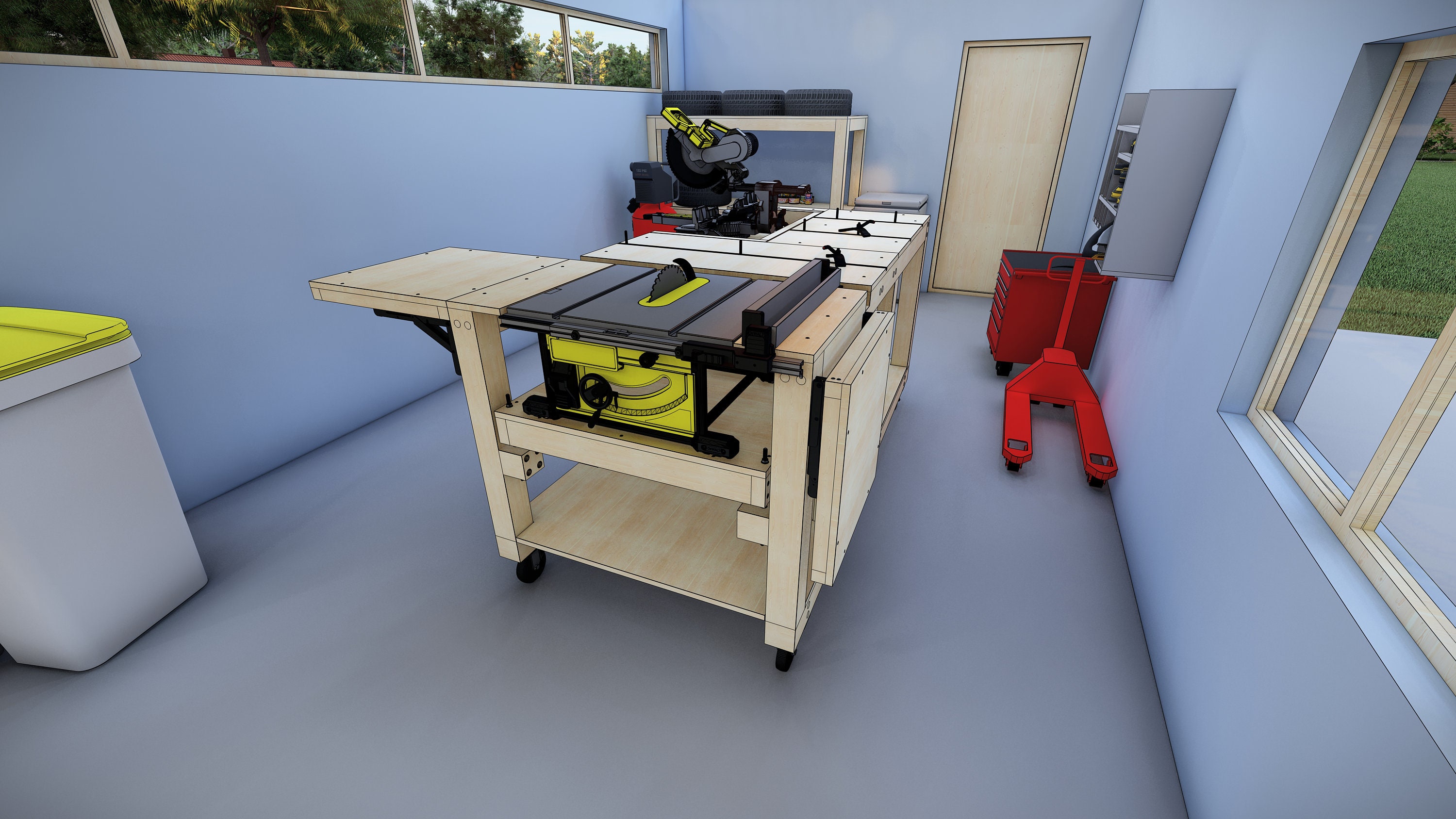 DIY Workbench Plan in Inch , Mobile Workbench Plan, Garage Workbench Plan, DIY Woodworking Plan ...