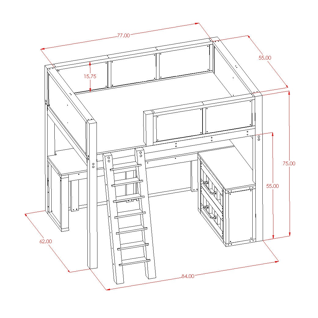 Full-size Diy Loft Bed Plan PDF Download - Etsy