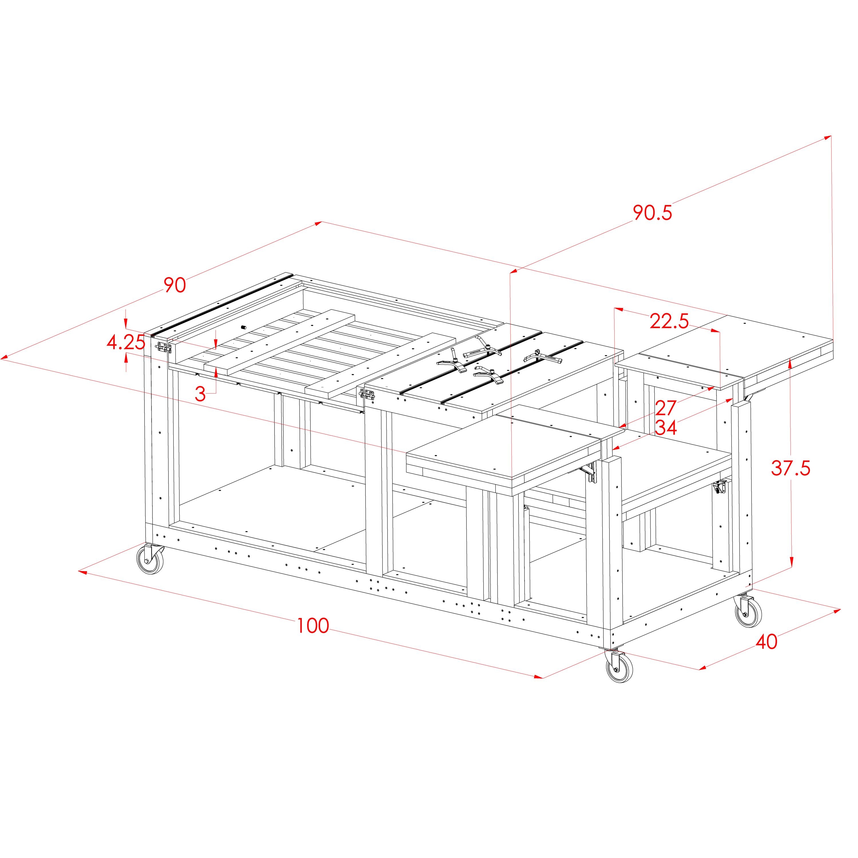 Workbench Plan With Folding Side Supports, Step-by-step Assembly ...
