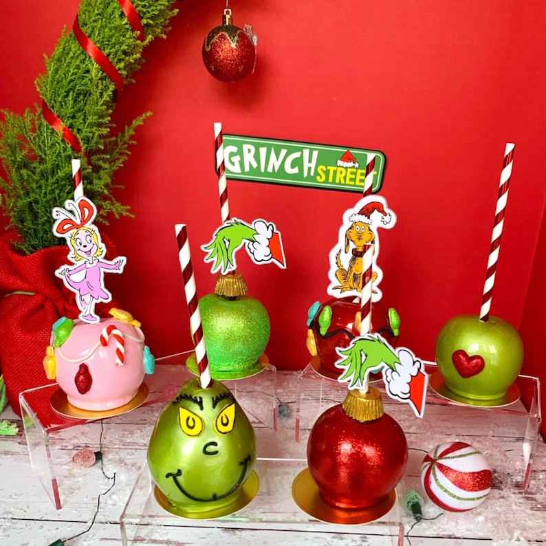 Grinch Theme Cupcake Toppers, DIY Grinch Printable Toppers, Grinch ...