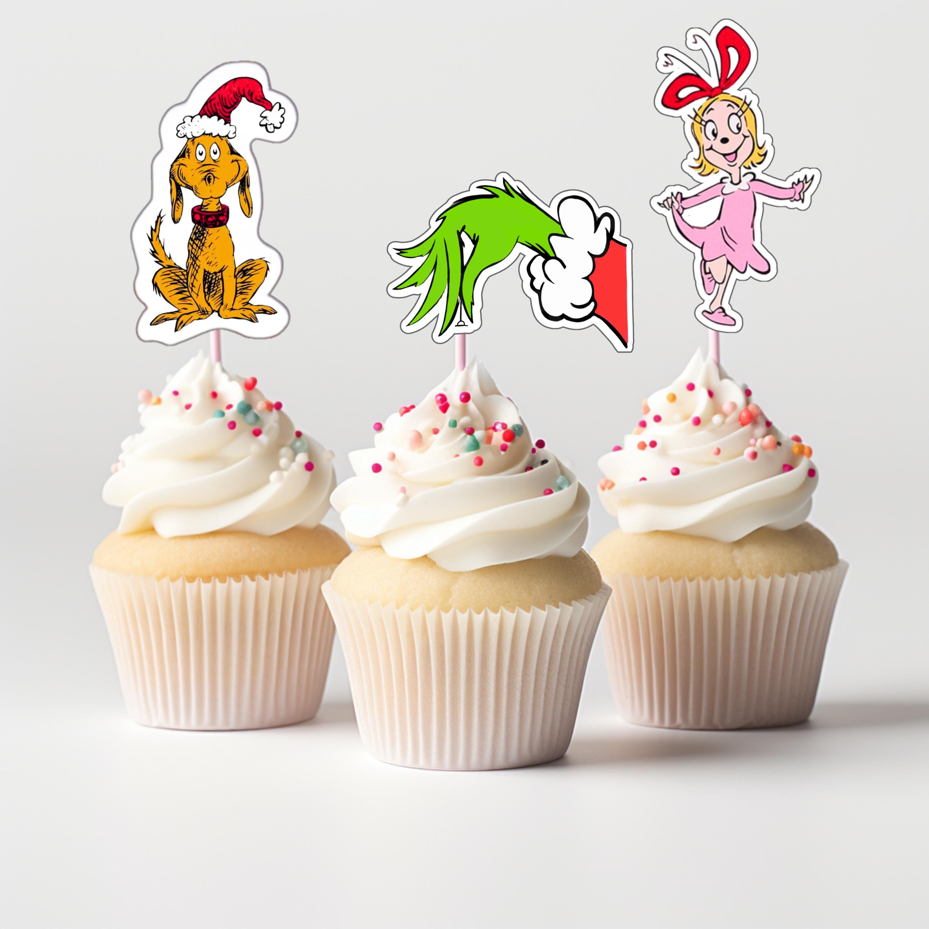 Grinch Theme Cupcake Toppers, DIY Grinch Printable Toppers, Grinch ...