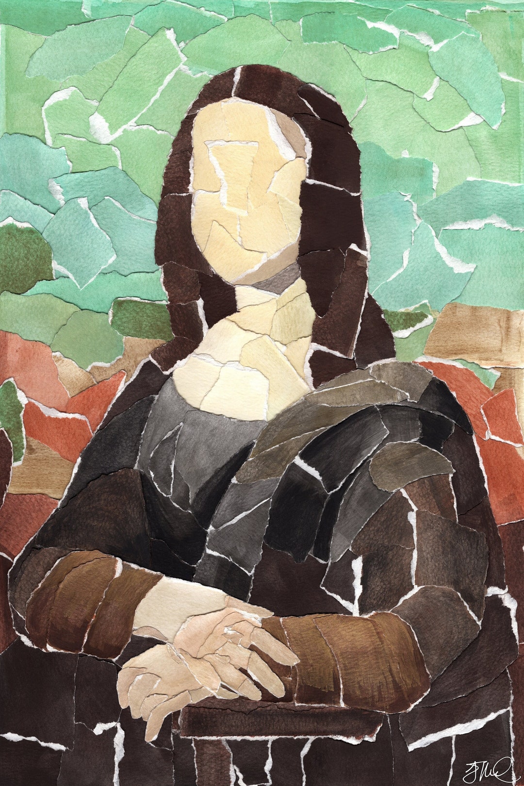 Mona Lisa Collage Art Print - Etsy