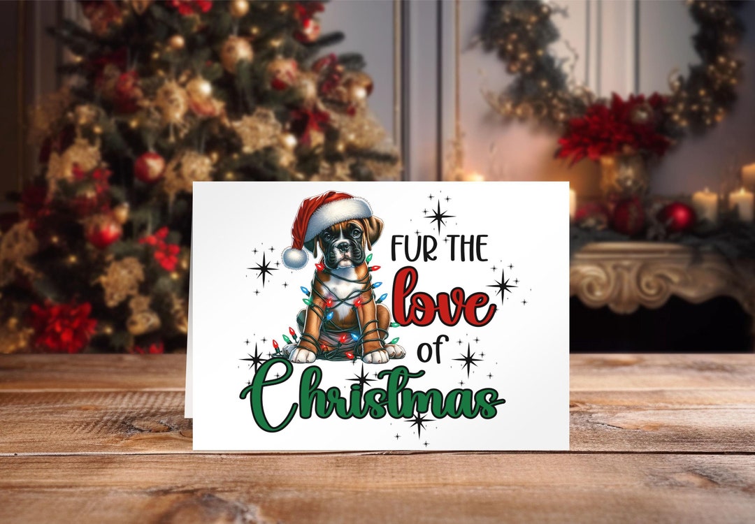 Christmas Cards Boxer Dog Design, Custom Holiday Greeting Cards, 7"x5 ...