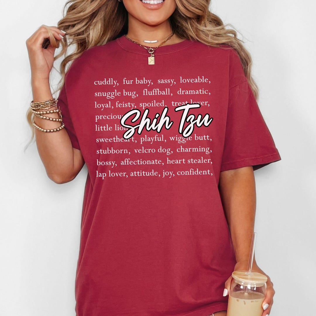 Shih Tzu Script Shirt, Typography Word Tee, Dog Mom Tshirt, Shih Tzu ...