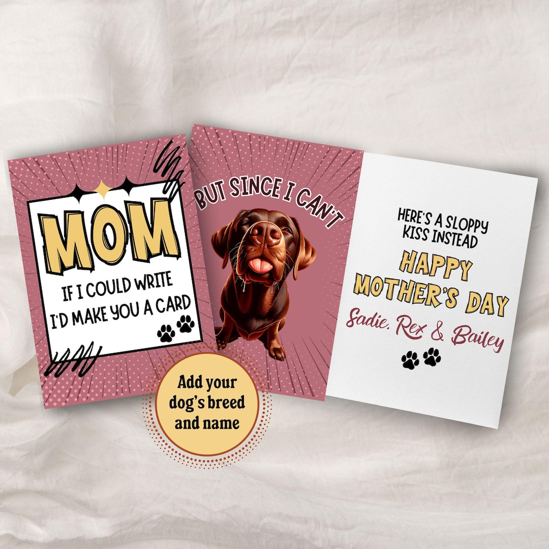 Custom Dog Mother's Day Card, Personalized Dog Breed, Funny Greeting ...