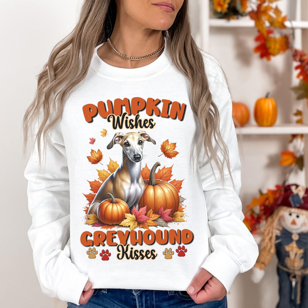 Greyhound Fall Pumpkin Sweatshirt, Thanksgiving Autumn Leaves Shirt ...